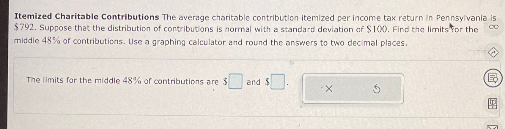 Solved Itemized Charitable Contributions The average | Chegg.com