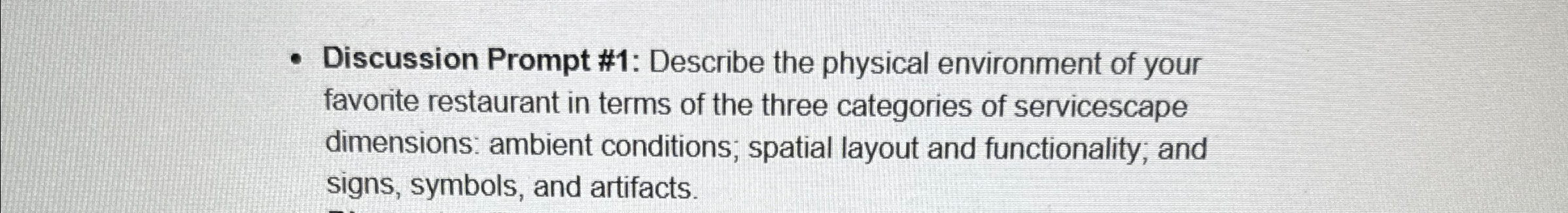 Solved Describe the physical environment of your favorite | Chegg.com