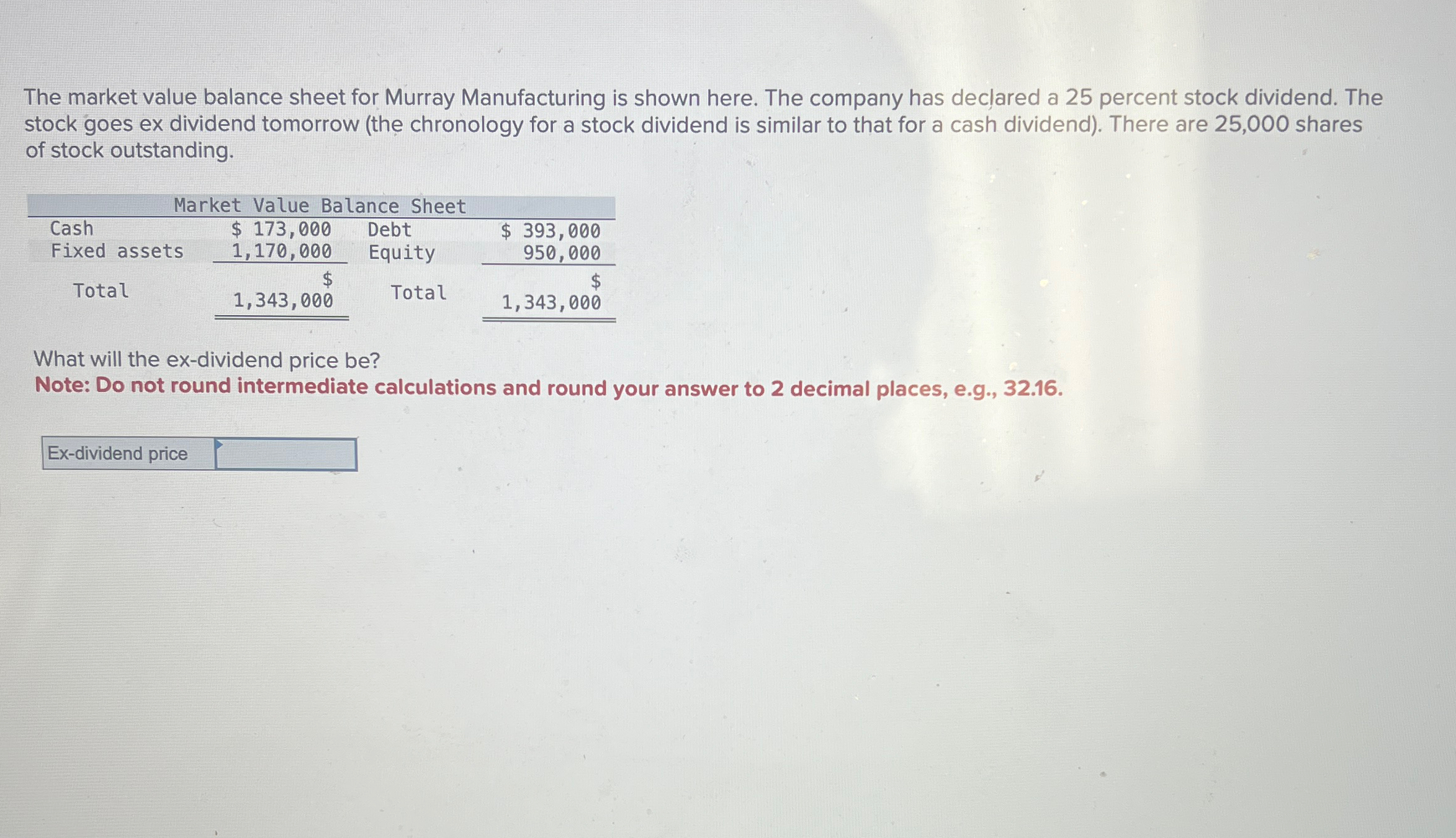 Solved The market value balance sheet for Murray | Chegg.com