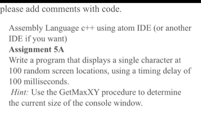 please add comments with code. Assembly Language c++ | Chegg.com