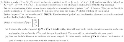 Define a surface S = S1 S2 where number S1 is | Chegg.com