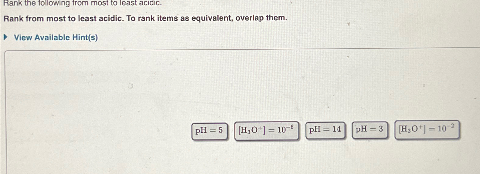 Solved Rank the following from most to least acidic.Rank | Chegg.com