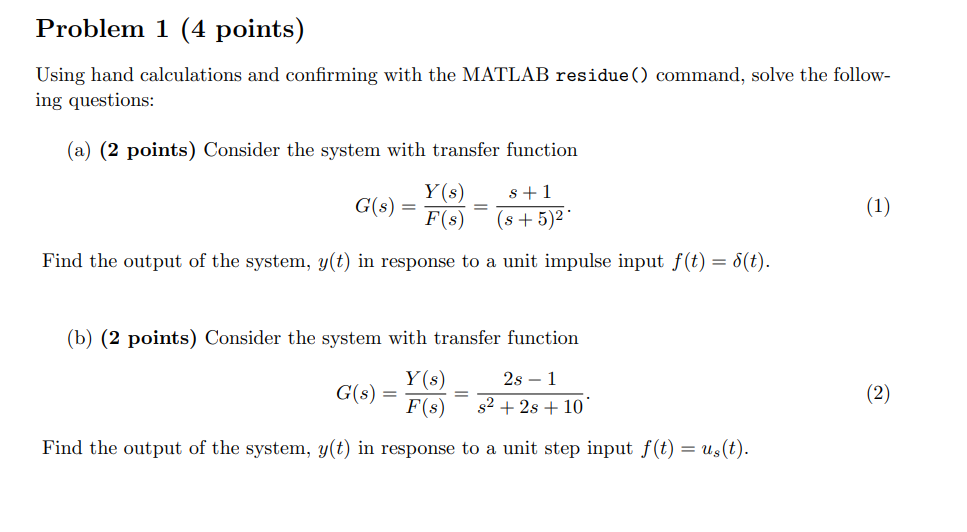 Solved Problem 1 (4 ﻿points)Using hand calculations and | Chegg.com
