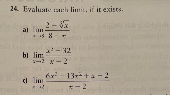 Solved 24. Evaluate each limit, if it exists. a) | Chegg.com