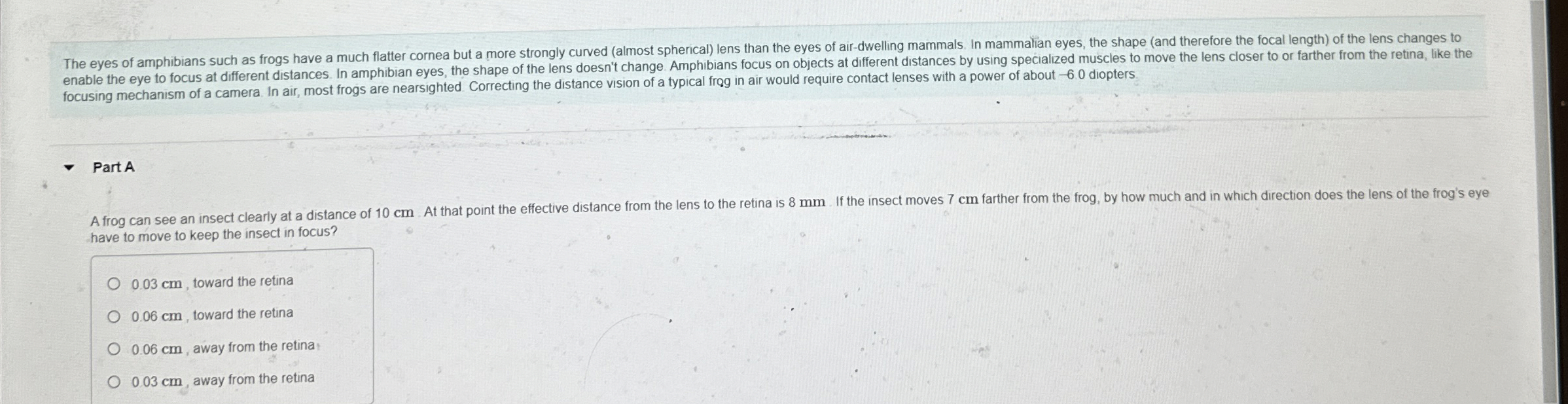 Solved focusing mechanism of a camera. In air, most frogs | Chegg.com