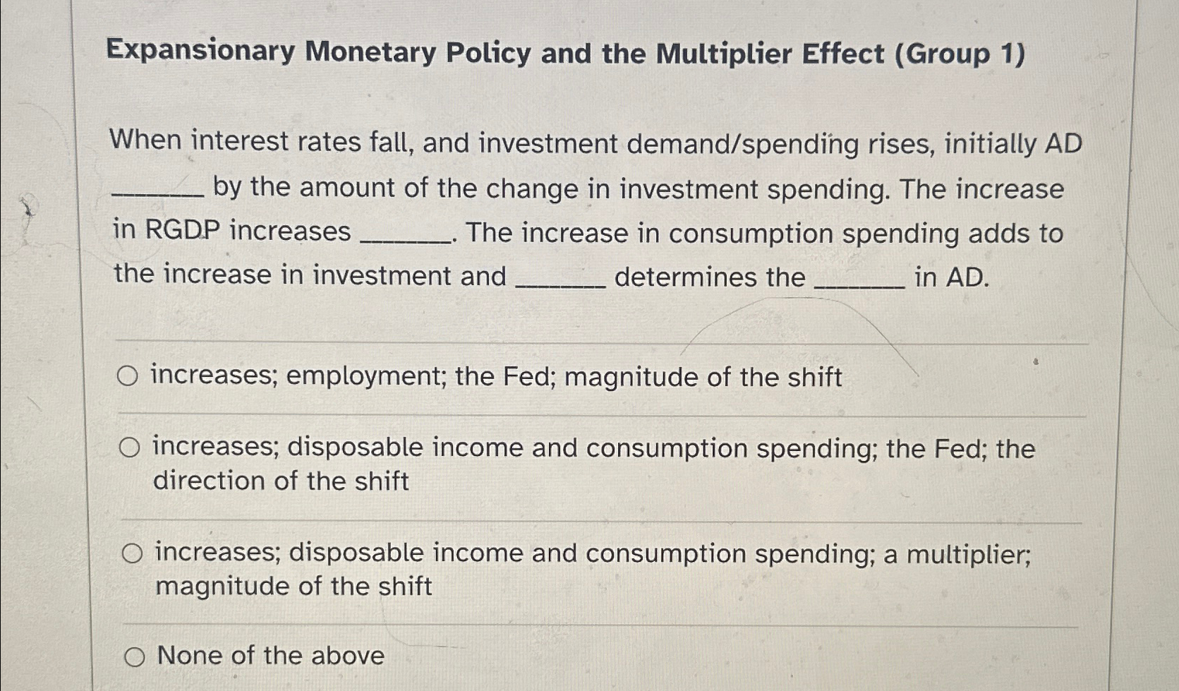 Solved Expansionary Monetary Policy and the Multiplier | Chegg.com