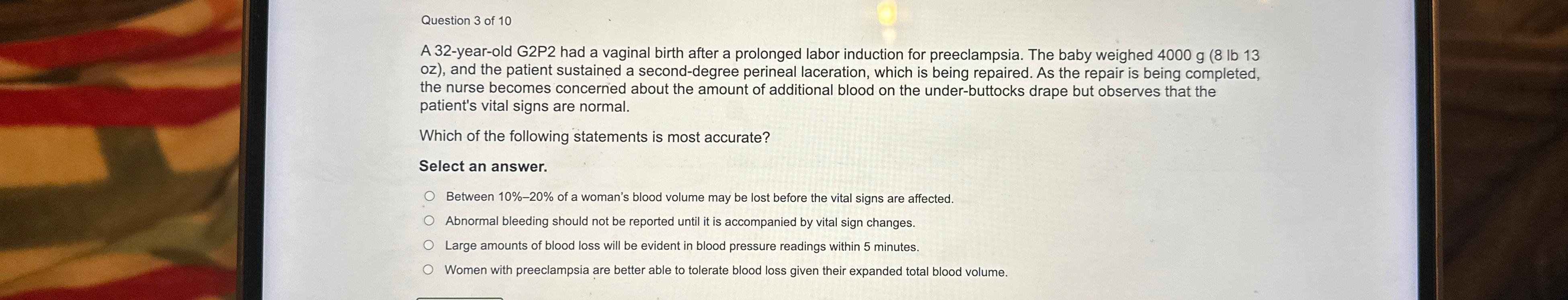 Solved Question 3 ﻿of 10A 32-year-old G2P2 ﻿had a vaginal | Chegg.com