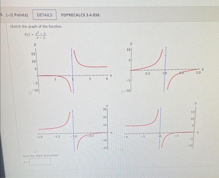 Solved Sketch the graph of the function. f(x)=x−2x2−x | Chegg.com