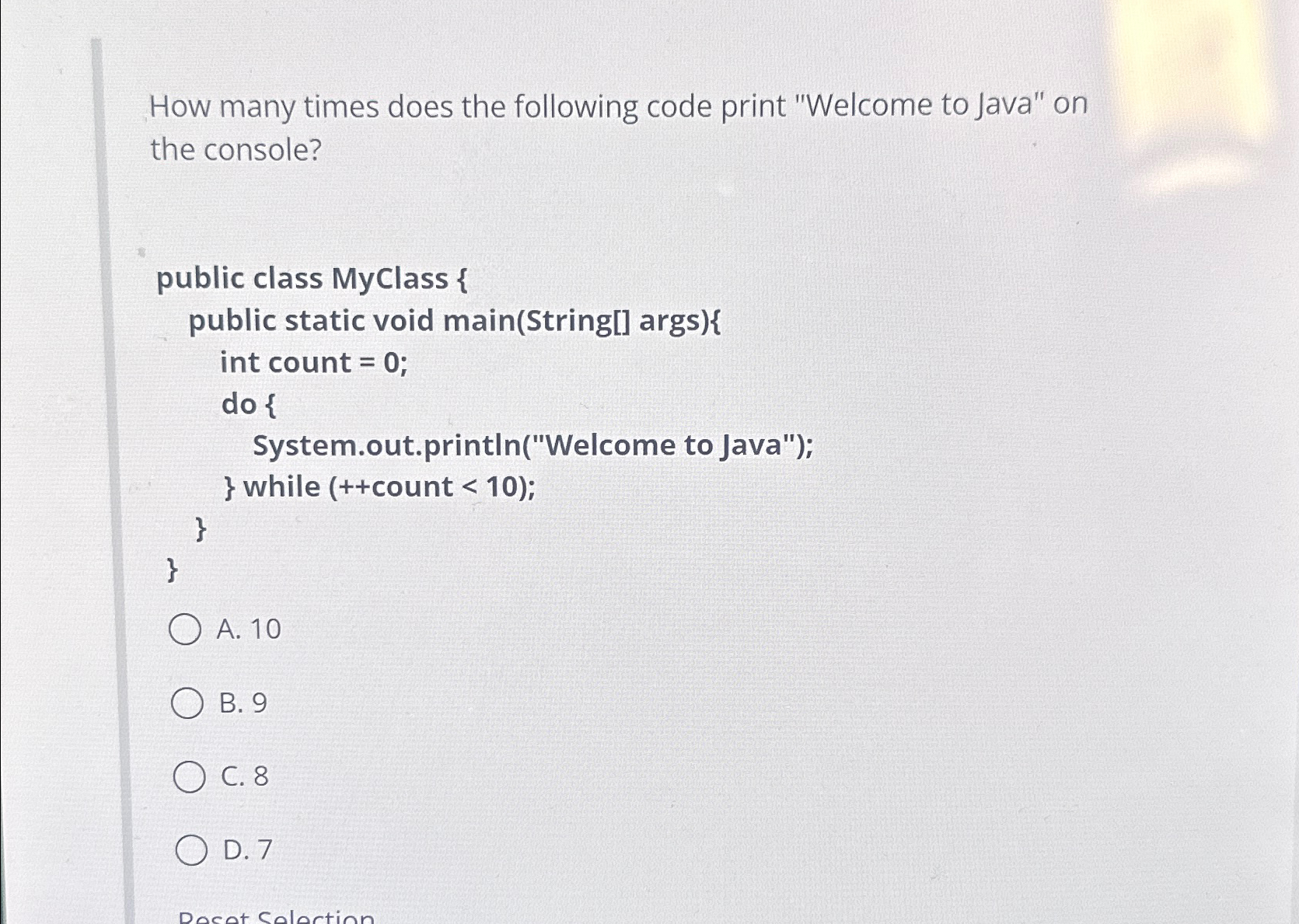 Solved How many times does the following code print "Welcome | Chegg.com