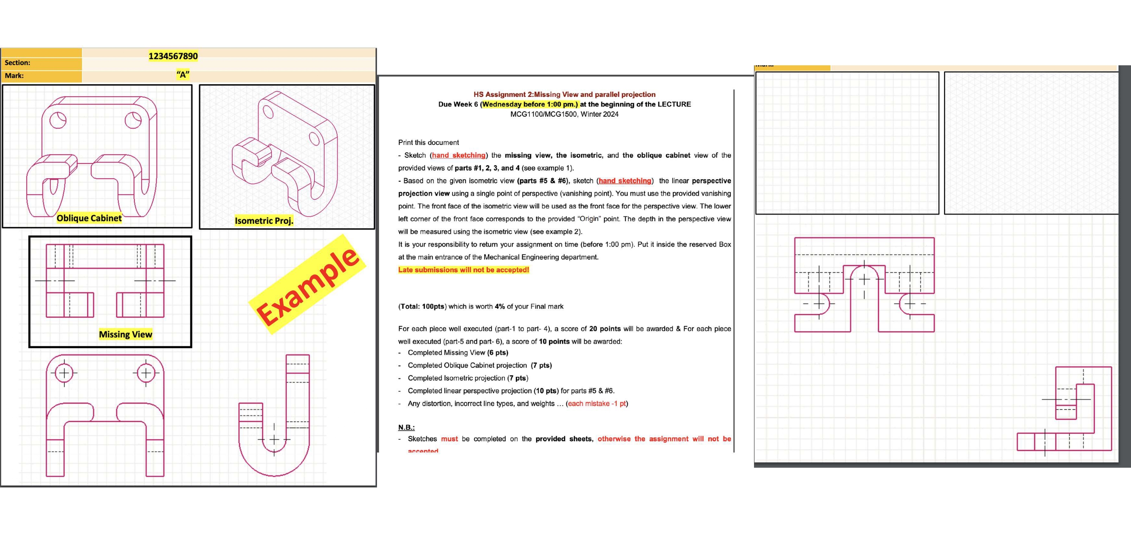Solved CAD/technical drafting handsketching problem | Chegg.com
