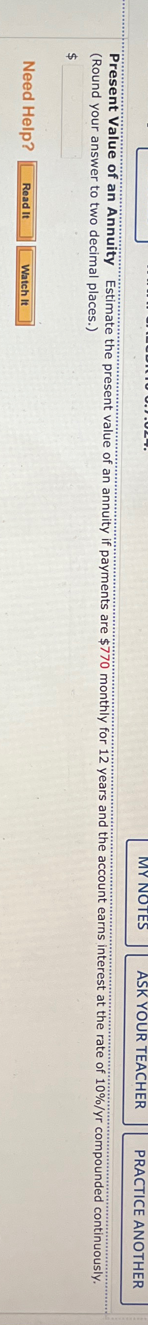Solved ASK YOUR TEACHERPRACTICE ANOTHERPresent Value of an | Chegg.com