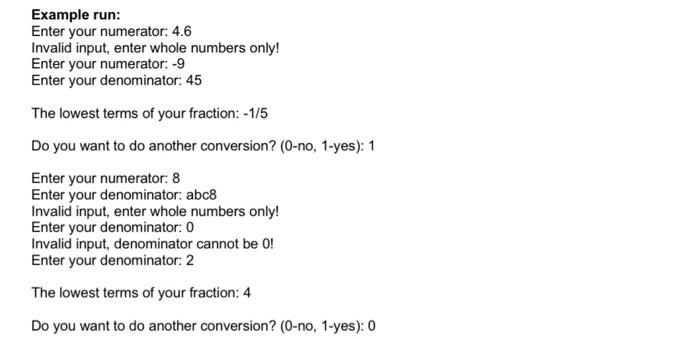 Solved Part 2: Fractions in Lowest Terms Problem Statement: | Chegg.com