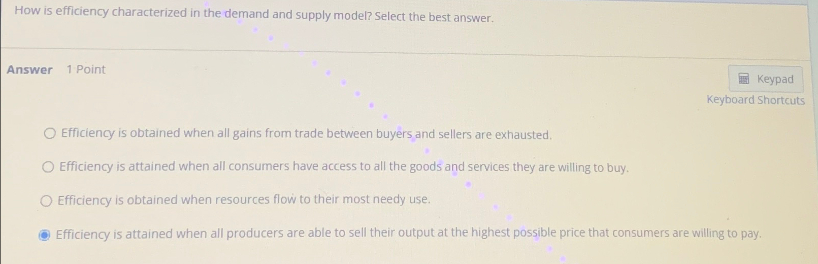 Solved How is efficiency characterized in the demand and | Chegg.com