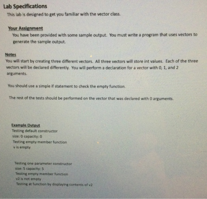 Solved Lab Specifications This lab is designed to get you | Chegg.com