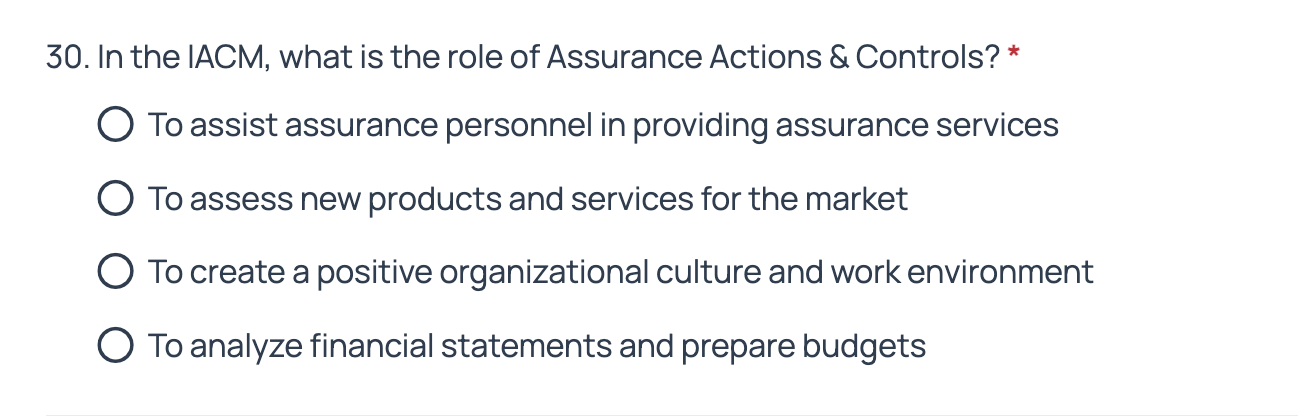 Solved In the IACM, what is the role of Assurance Actions & | Chegg.com