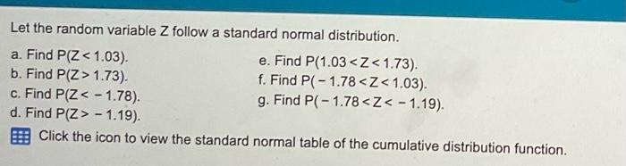 Solved Let the random variable Z follow a standard normal | Chegg.com