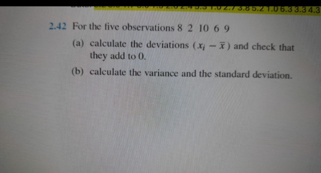 Solved 2.42 ﻿For the five observations 821069(a) ﻿calculate | Chegg.com