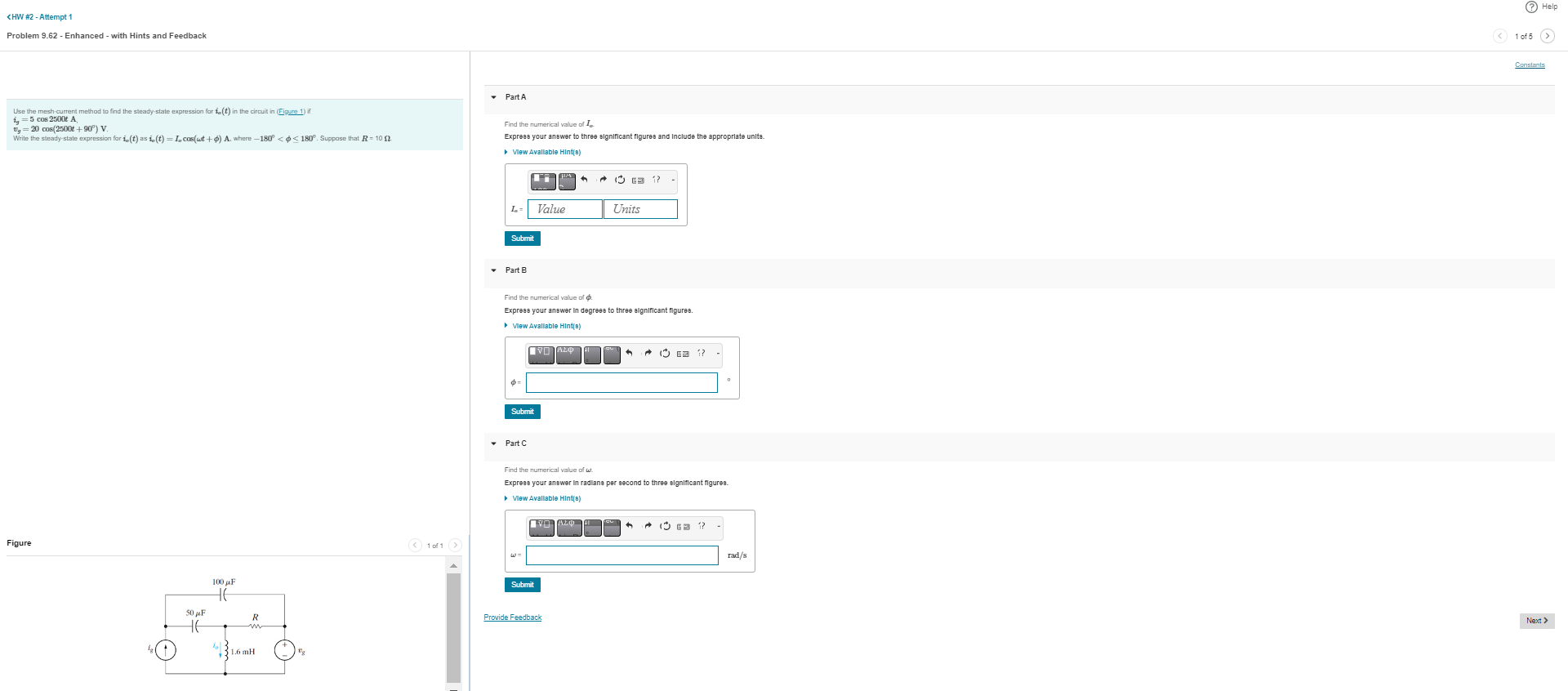 Solved Use the mesh-current method to find the steady-state | Chegg.com