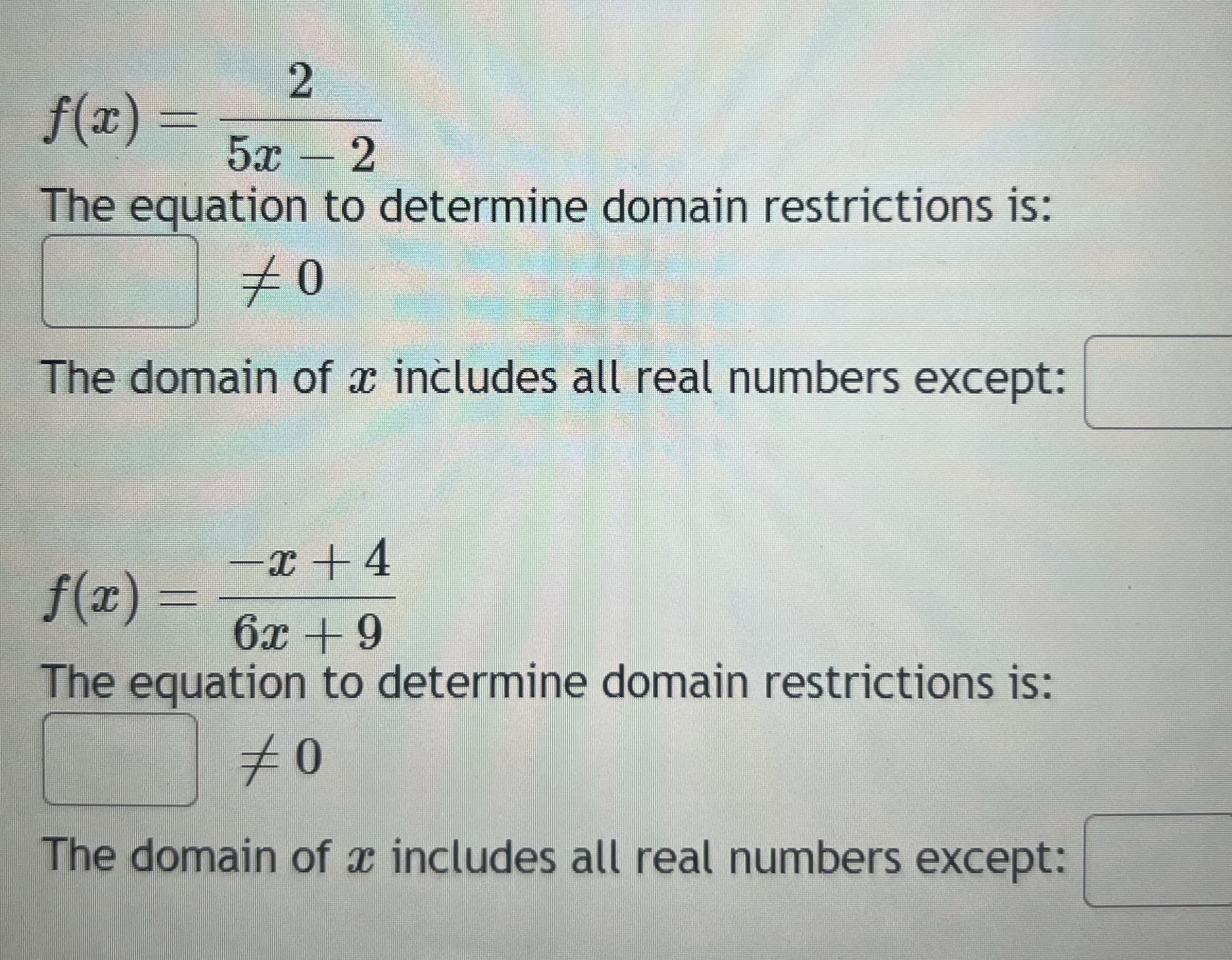 Solved f(x)=25x-2The equation to determine domain | Chegg.com