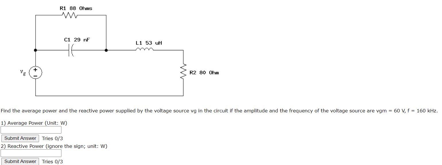 Solved Find the average power and the reactive power | Chegg.com