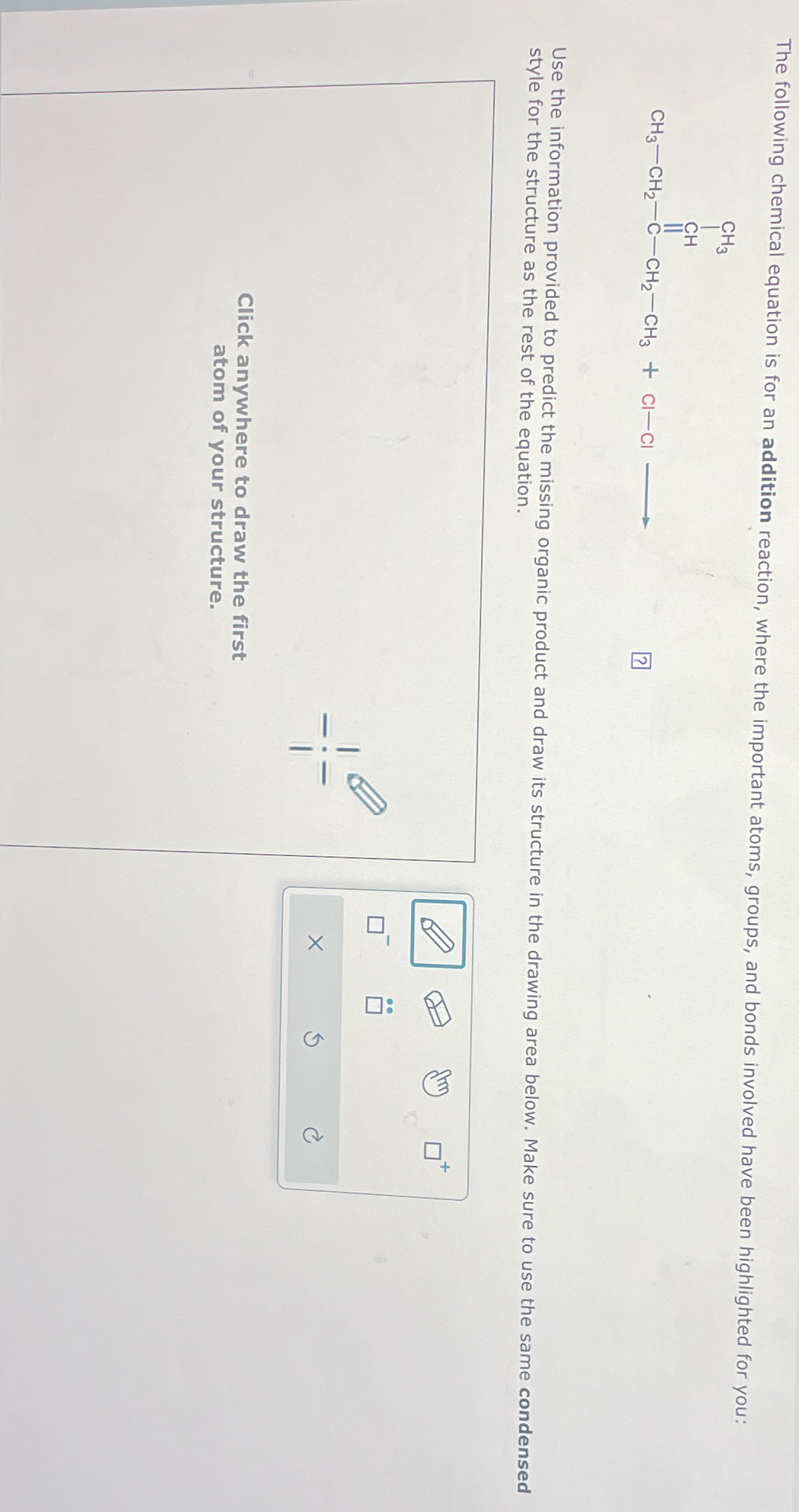 Solved The following chemical equation is for an addition | Chegg.com