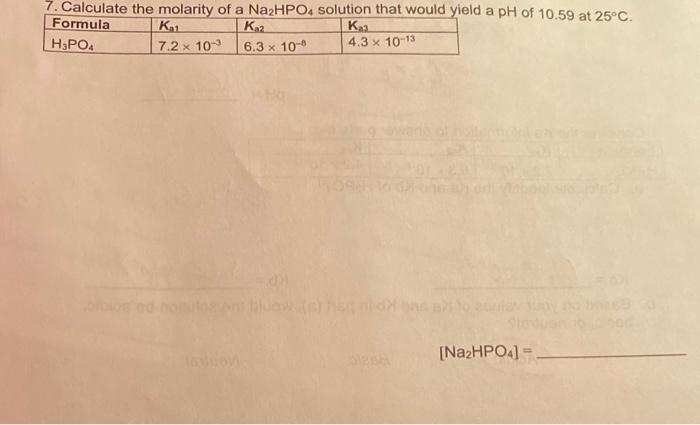Solved 7. Calculate the molarity of a Na2HPO4 solution that | Chegg.com