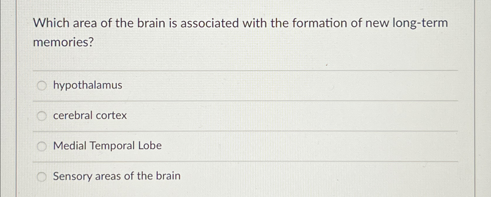 Solved Which area of the brain is associated with the | Chegg.com