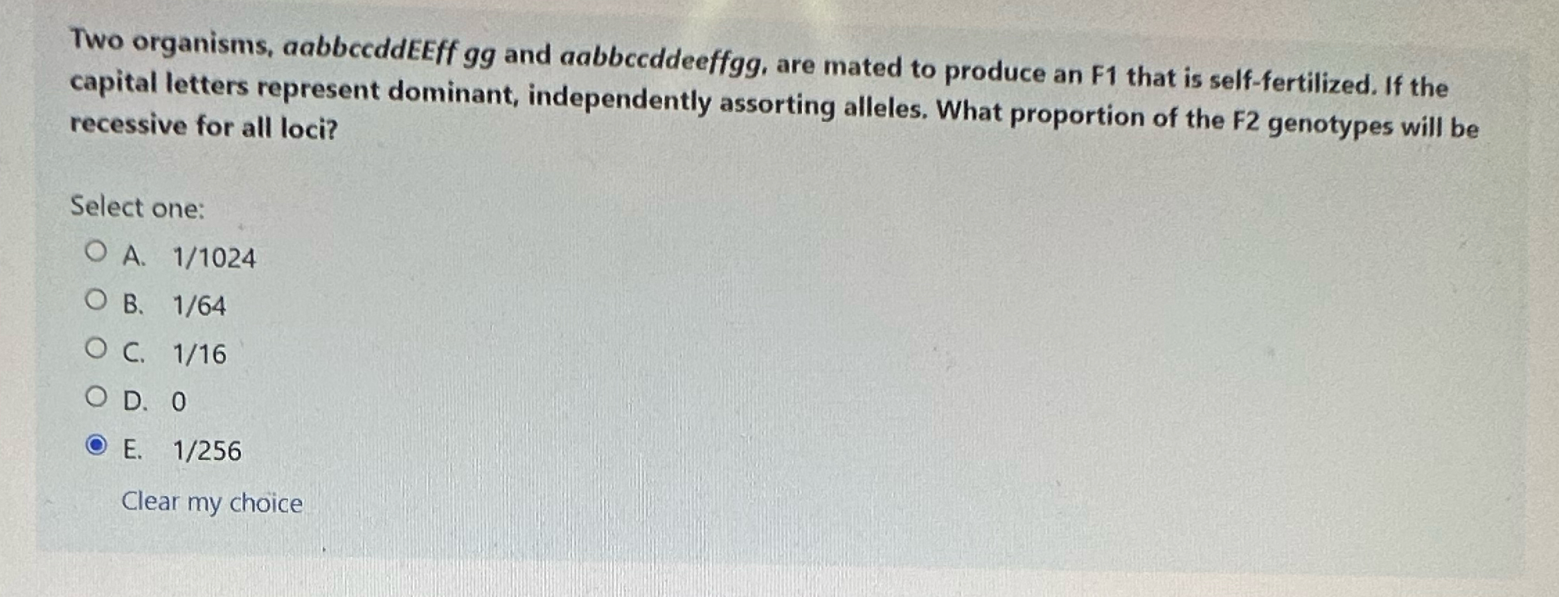 Solved Two organisms, aabbccddEEff gg and aabbccddeeffgg, | Chegg.com