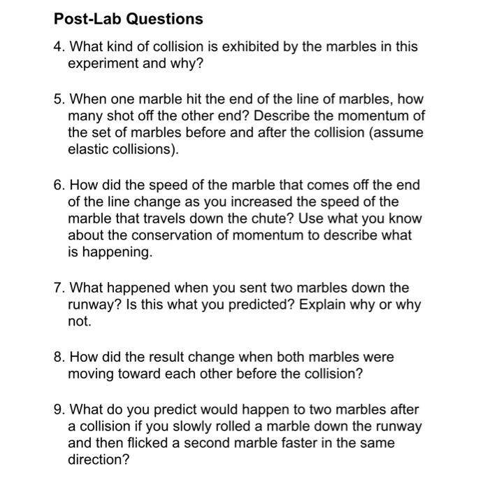 Post-Lab Questions 4. What kind of collision is | Chegg.com