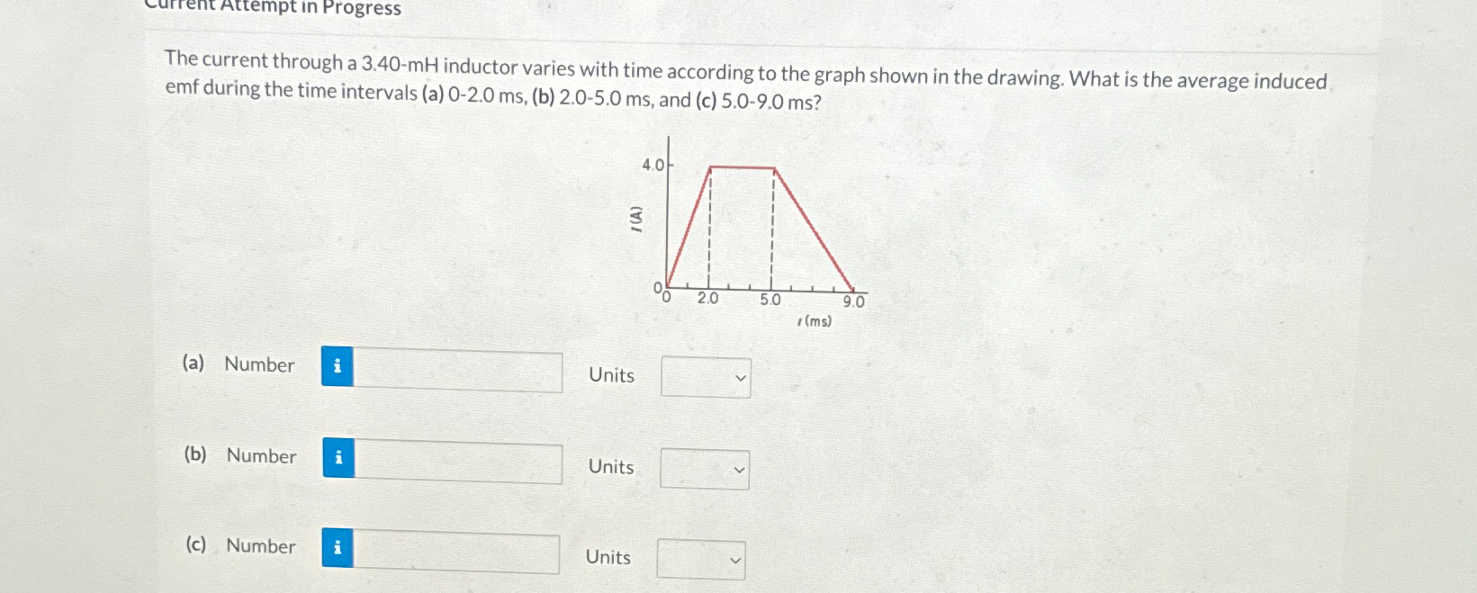 Solved The current through a 3.40-mH inductor varies with | Chegg.com