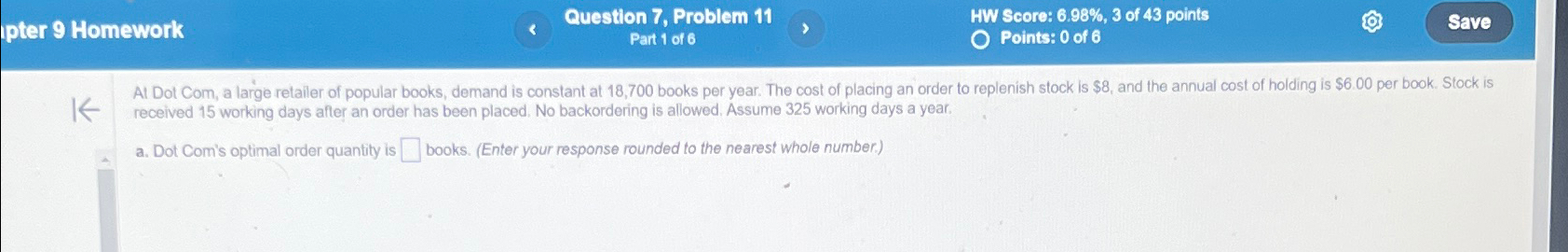 Solved pter 9 HomeworkQuestion 7, Problem 11HW Score: | Chegg.com Solved pter 9 HomeworkQuestion 7, Problem 11HW Score: | Chegg.com