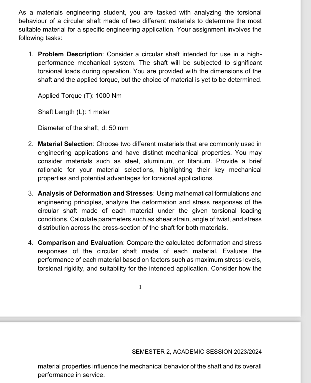 Solved As a materials engineering student, you are tasked | Chegg.com