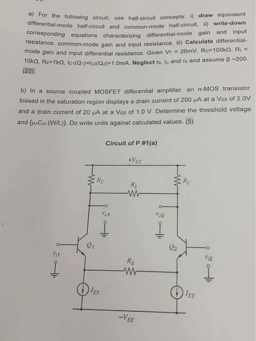 Solved a) For the following circuit, use half-circuit | Chegg.com Solved a) For the following circuit, use half-circuit | Chegg.com