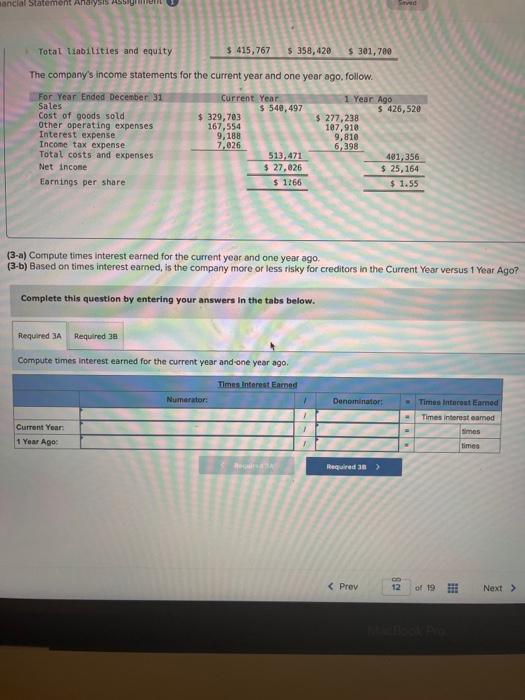 Solved Homework Financial Statement Analysis Assignment Swed | Chegg.com