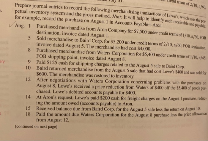 Solved terms of 2/10, 1/60, S ary Prepare journal entries to | Chegg.com