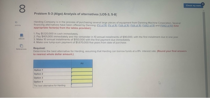 Solved Check my work 00 Problem 5-3 (Algo) Analysis of | Chegg.com