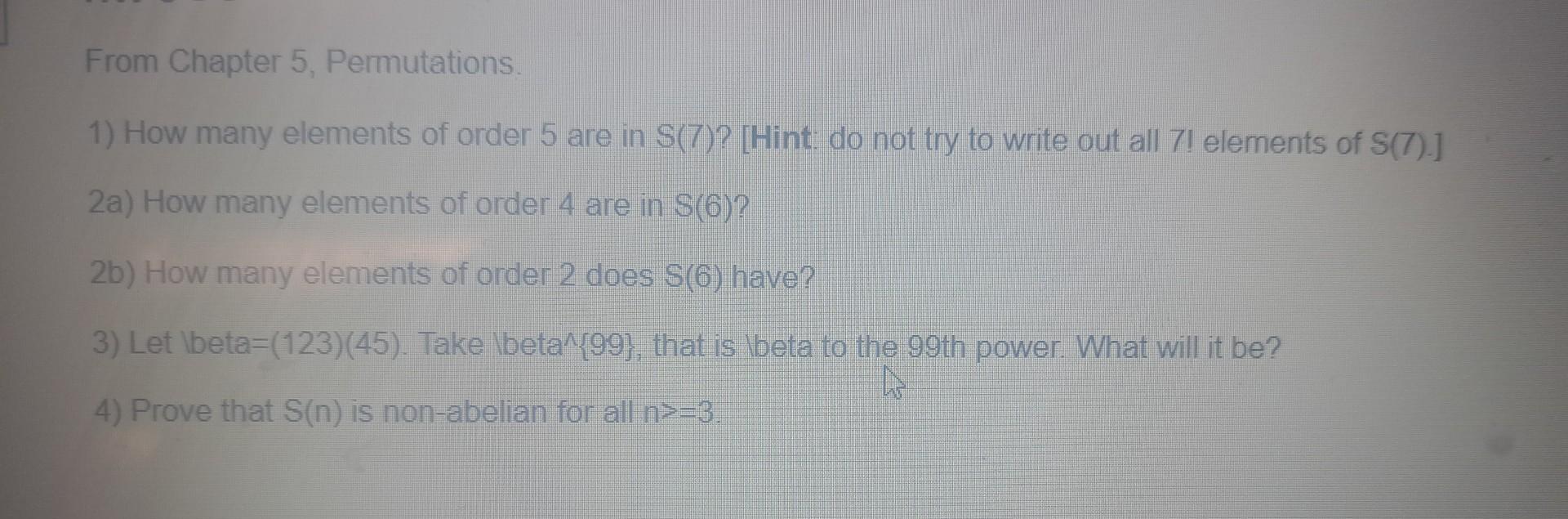Solved From Chapter 5, Permutations. 1) How many elements of | Chegg.com