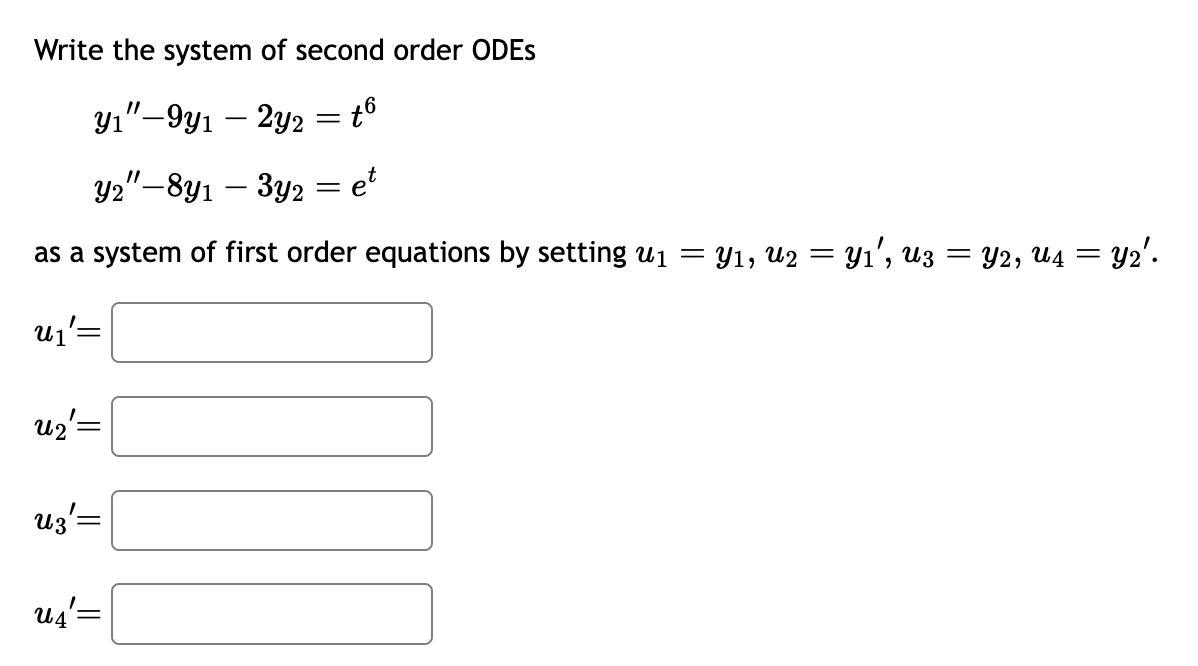 Solved Write the system of second order | Chegg.com
