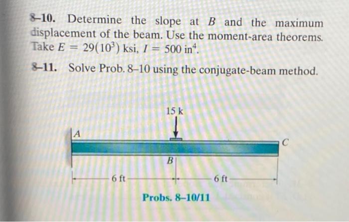 Solved -11. Solve Prob. 8-10 using the conjugate-beam | Chegg.com Solved -11. Solve Prob. 8-10 using the conjugate-beam | Chegg.com