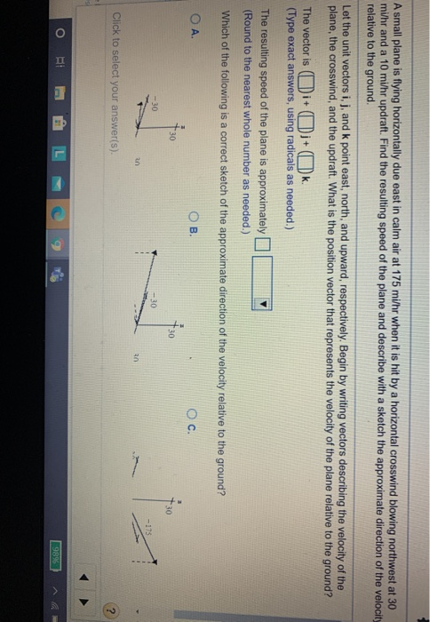 Solved A small plane is flying horizontally due east in calm | Chegg.com
