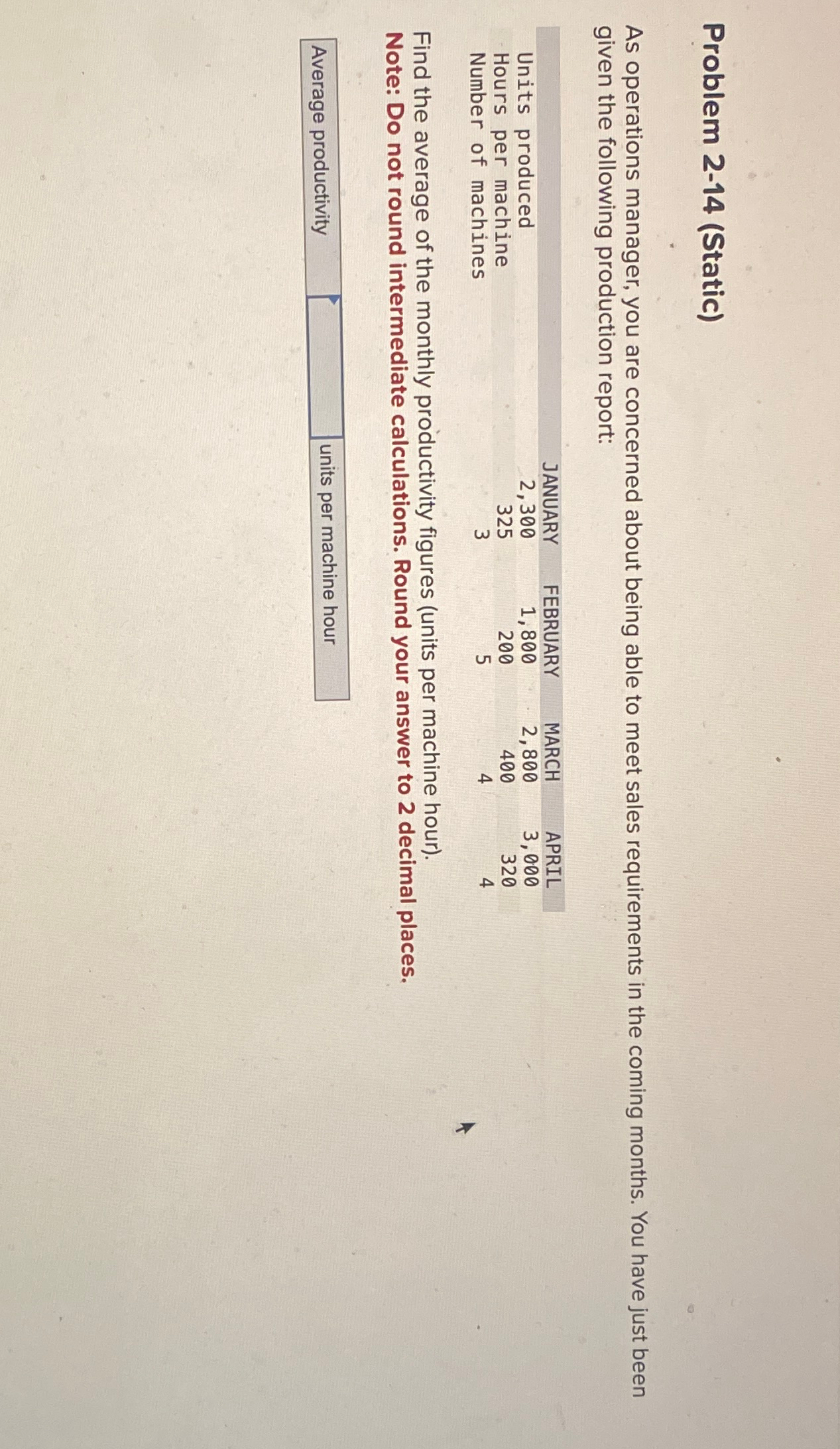 Solved Problem 2-14 (Static)As operations manager, you are | Chegg.com