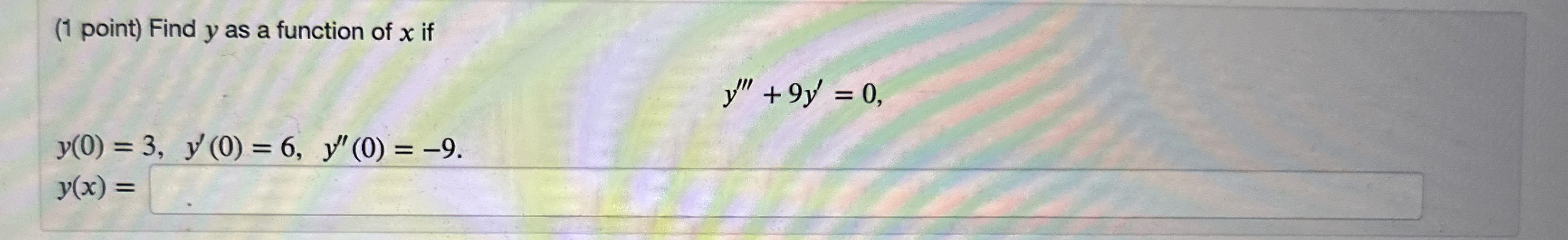 Solved (1 ﻿point) ﻿Find y ﻿as a function of x | Chegg.com