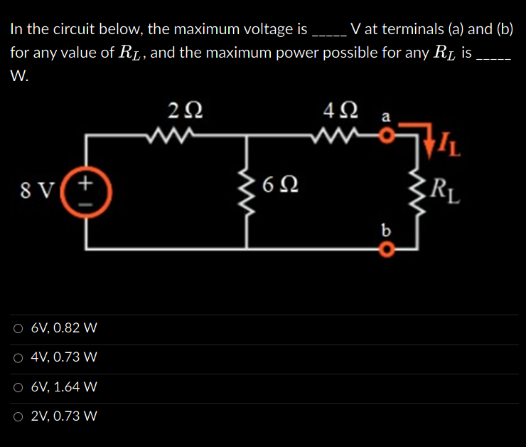 Solved In the circuit below, the maximum voltage isV ﻿at | Chegg.com