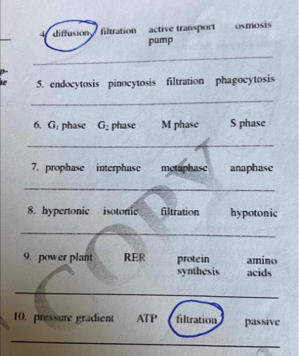 [Solved]: life science diffusion. filtration active tr