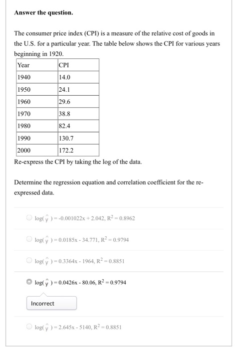 Solved Answer the question. The consumer price index (CPI) | Chegg.com