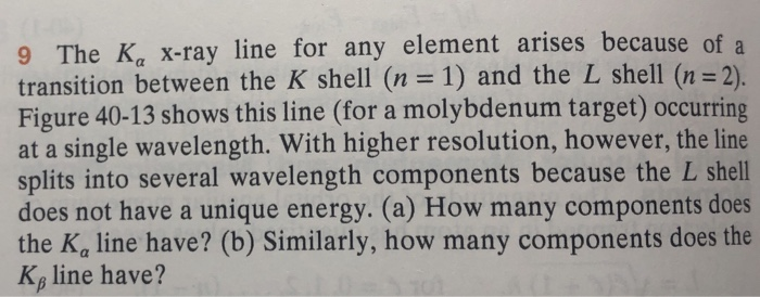 Solved 9 The Ka x-ray line for any element arises because of | Chegg.com