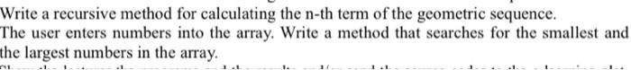 Solved Write a recursive method for calculating the n-th | Chegg.com