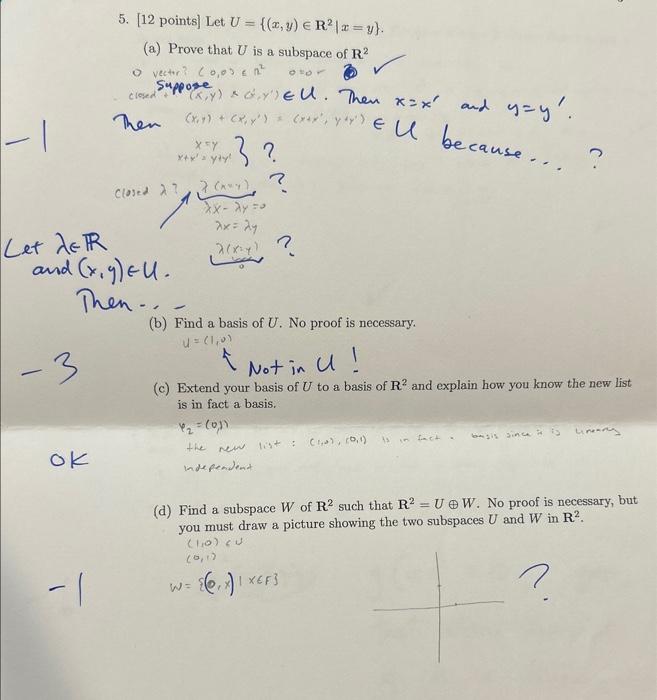 Solved linear algebra #5 parts a-dhow do i prove U is | Chegg.com