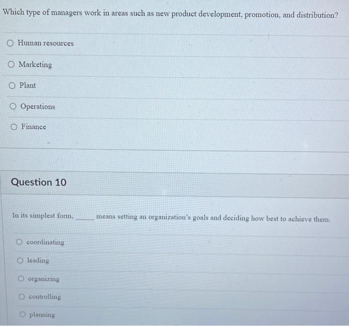 Solved Which type of managers work in areas such as new | Chegg.com