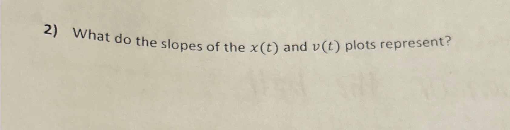 Solved What do the slopes of the x(t) ﻿and v(t) ﻿plots | Chegg.com